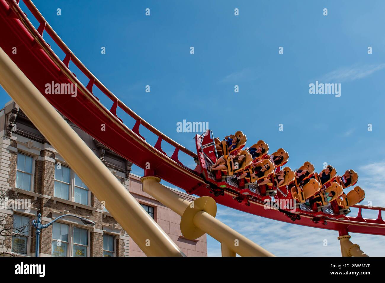 Orlando, Florida. March 15, 2020. People having fun Hollywood Rip Ride ...