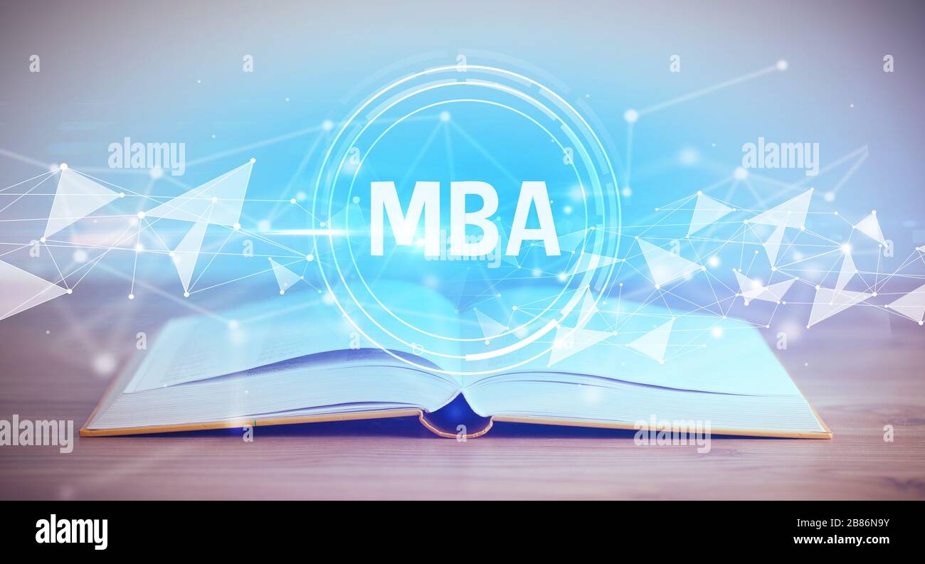 Open book with MBA abbreviation, modern technology concept Stock Photo ...