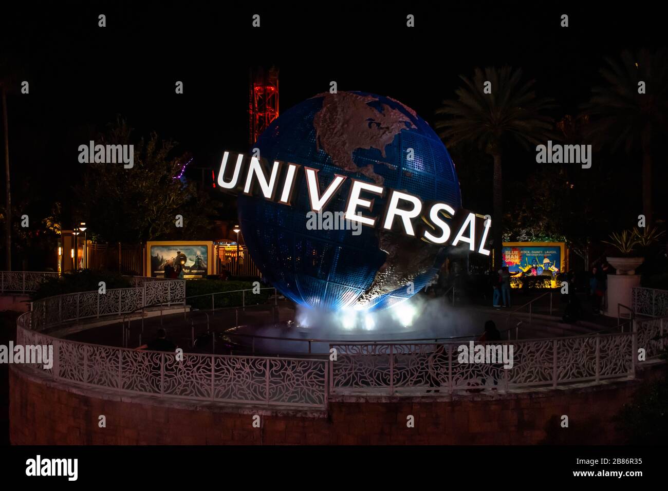 Orlando, Florida. February 29, 2020. Illuminated Universal Studios ...