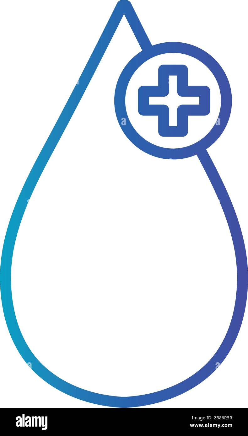 drop with cross symbol, gradient line style icon Stock Vector Image ...