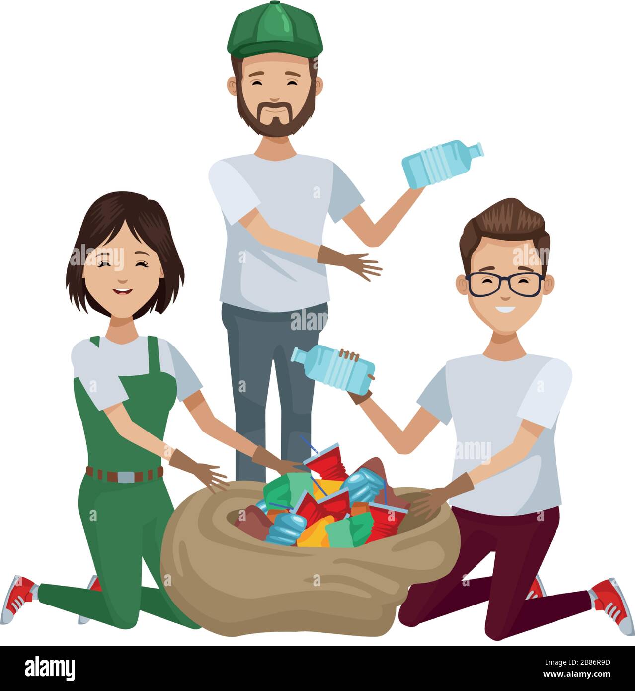 environmentalists people recycling avatars characters Stock Vector ...