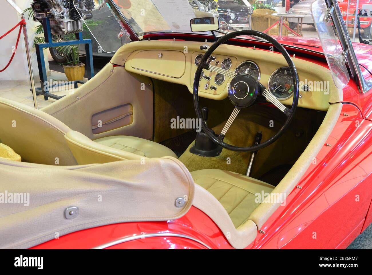 The interior of a Triumph TR4 Stock Photo - Alamy