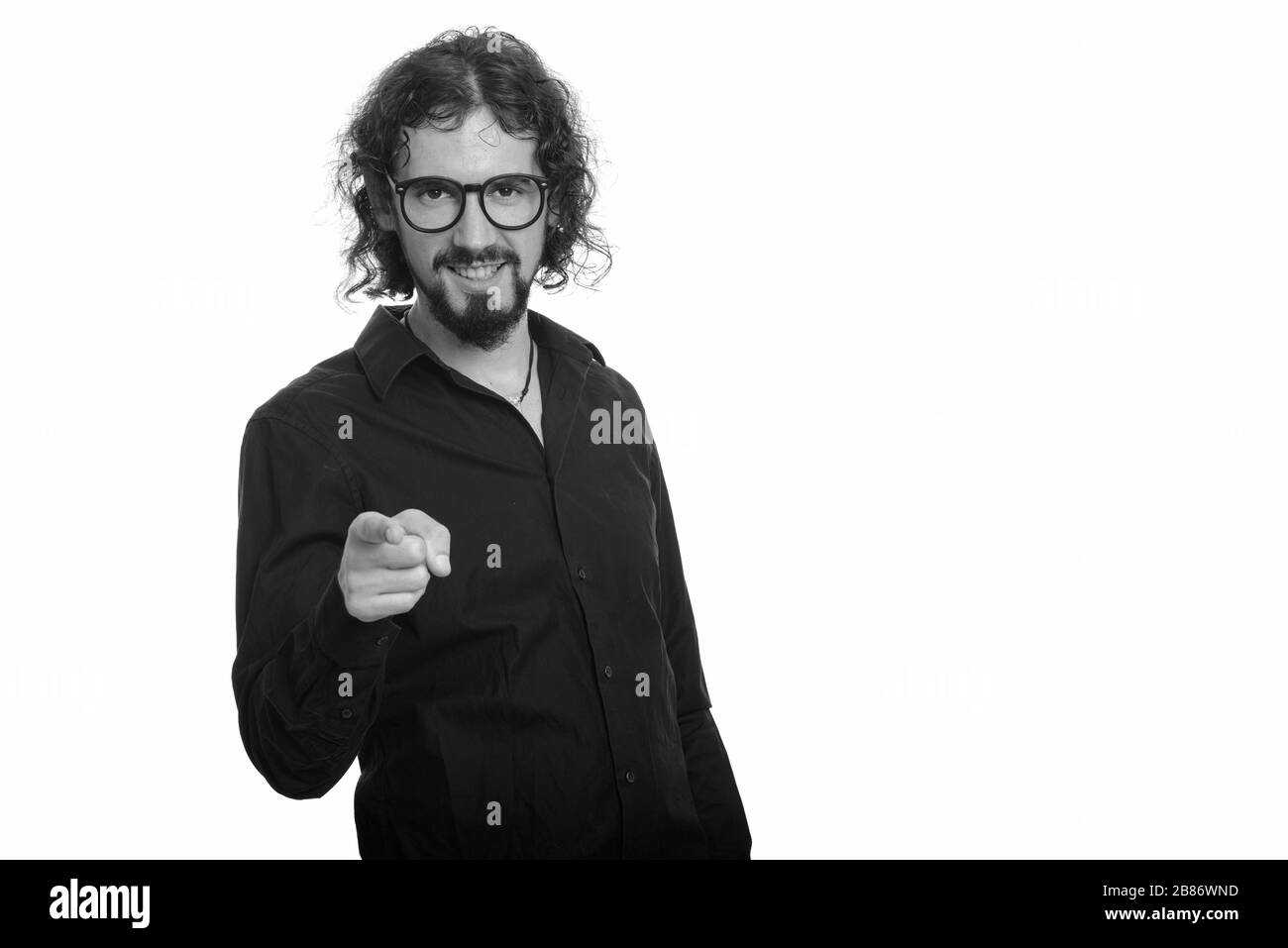 Caucasian business man smiling guy Black and White Stock Photos ...