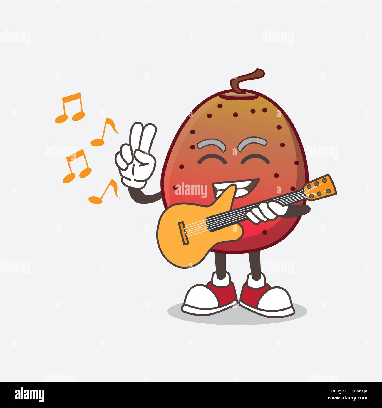 A picture of Indian Fig cartoon mascot character playing a guitar Stock ...