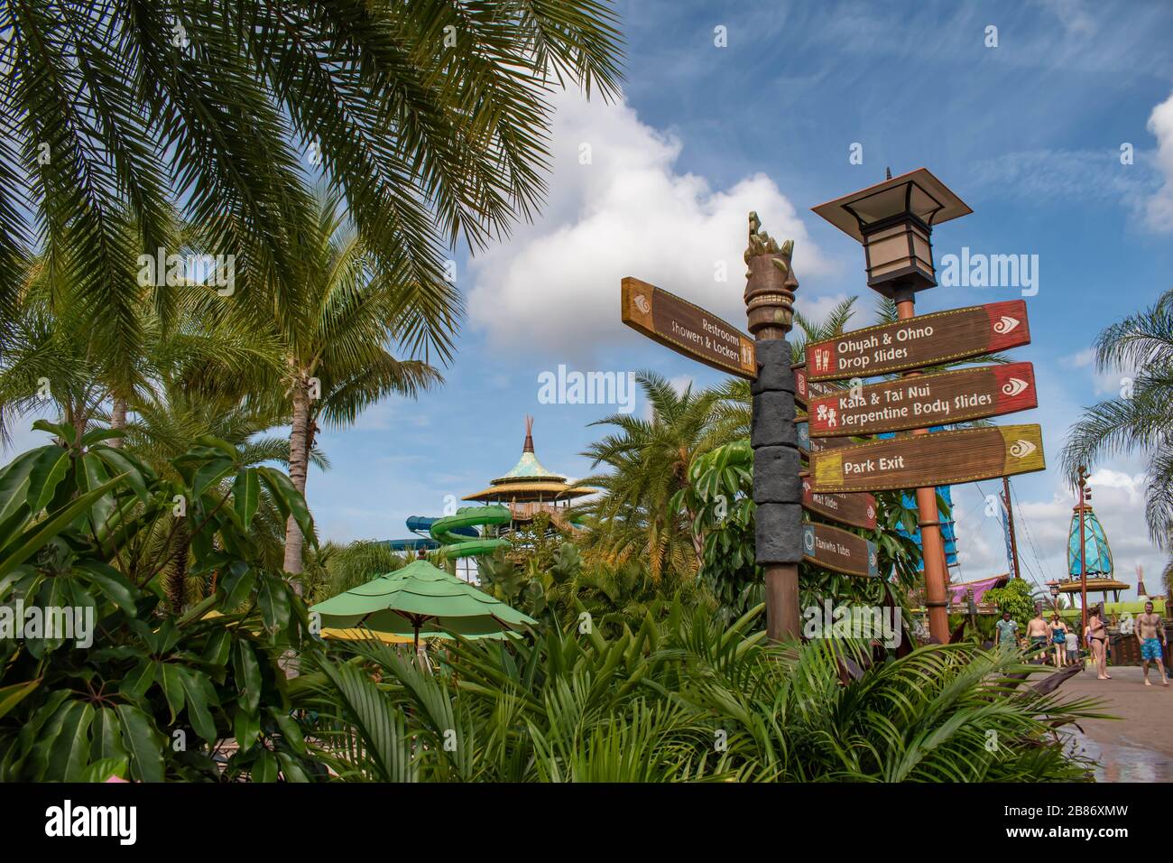 Orlando, Florida. March 10, 2020. Attractions sign at Volcano Bay in ...
