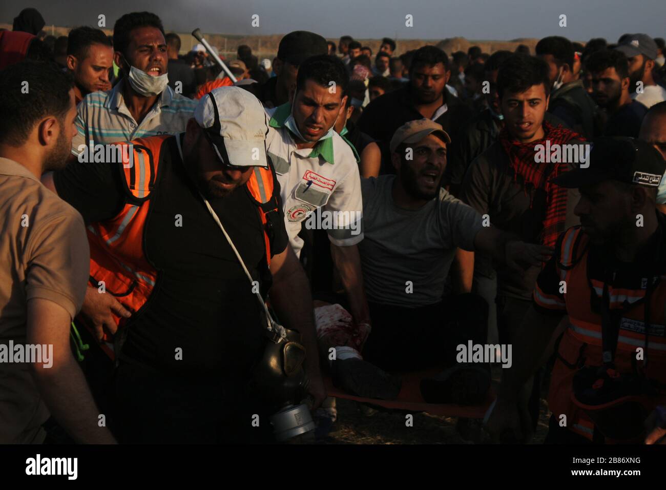 Gaza protests march of return in the border at the Israeil-Gaza border ...