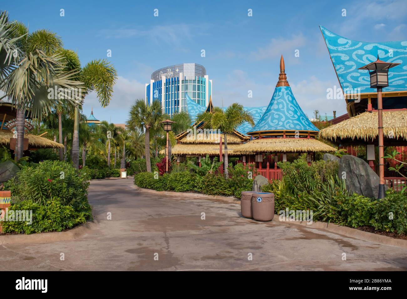 Orlando, Florida. March 10, 2020. Partial view of Cabana Bay Hotel from ...