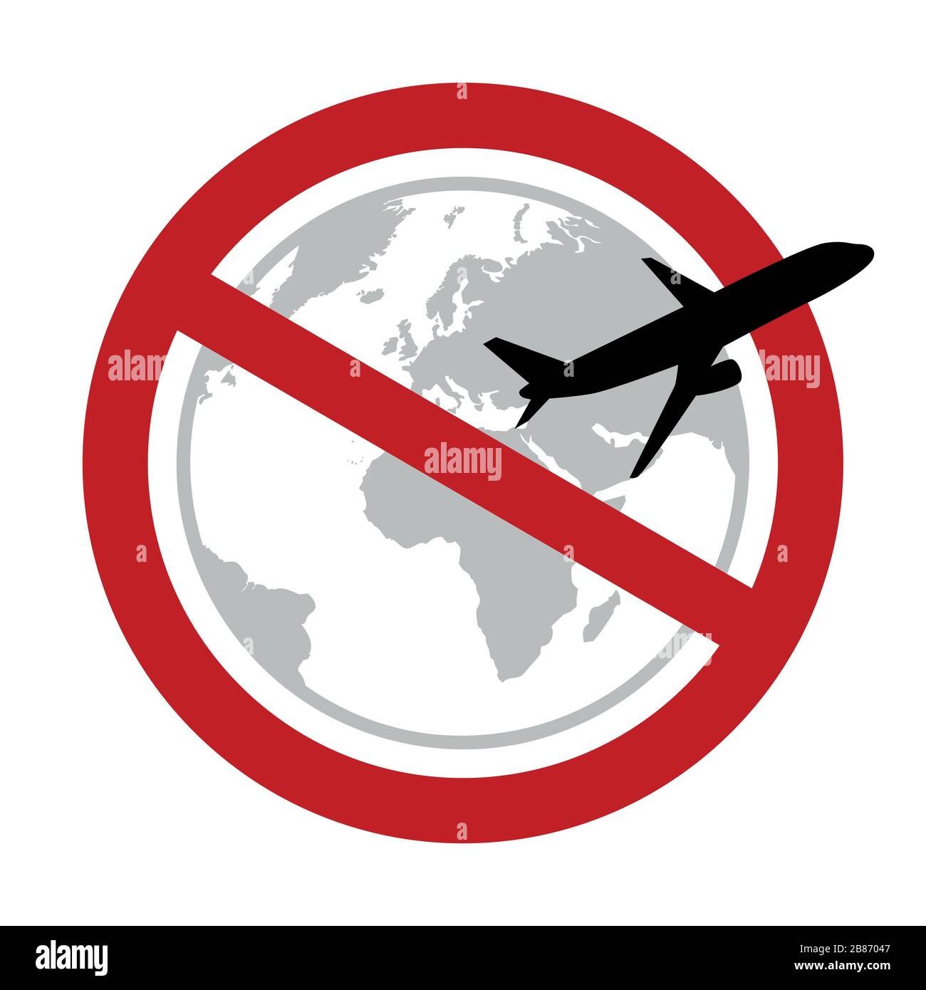 travel with plane prohibited warning sign vector illustration EPS10 ...