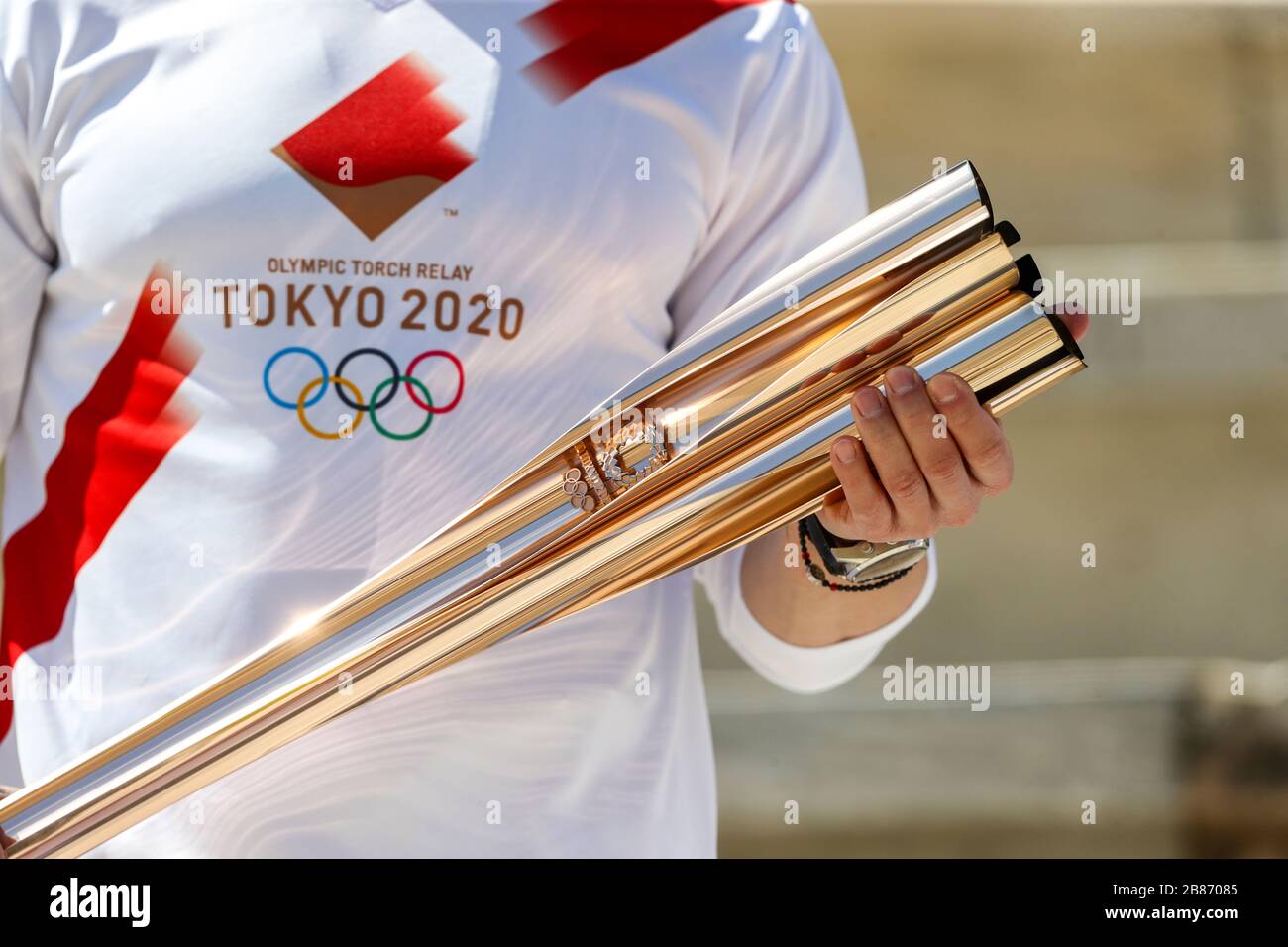 Athens, Greece - March 19, 2020: Olympic Flame handover ceremony for ...