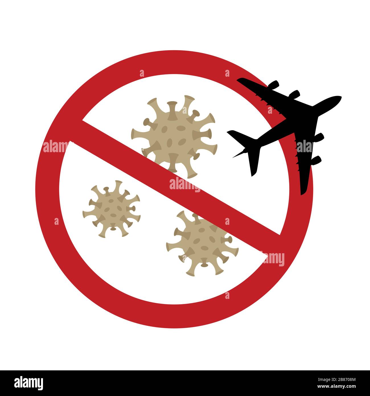 travel with plane prohibited warning sign vector illustration EPS10 ...