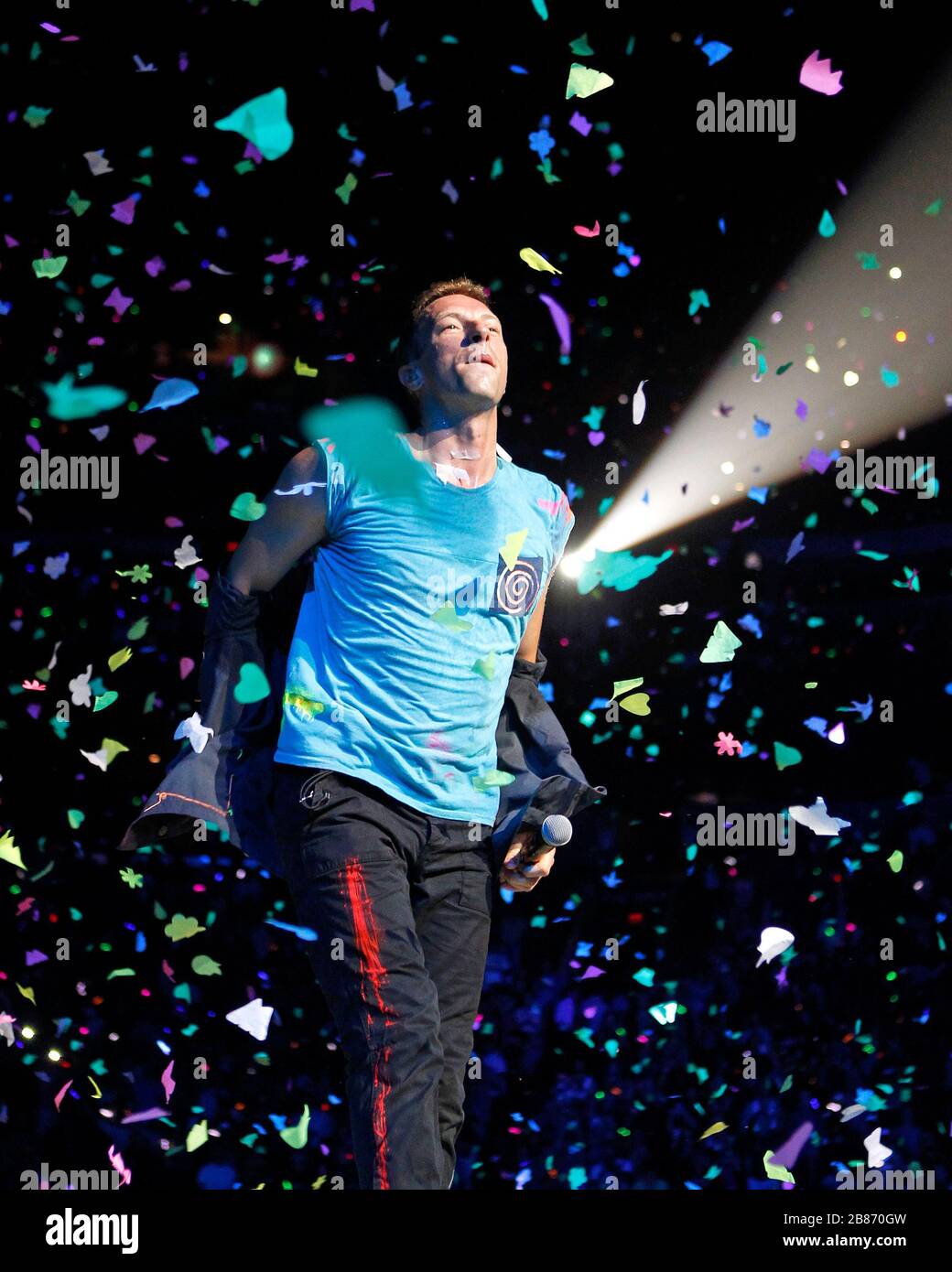 Coldplay frontman Chris Martin performs with the rest of the band at ...