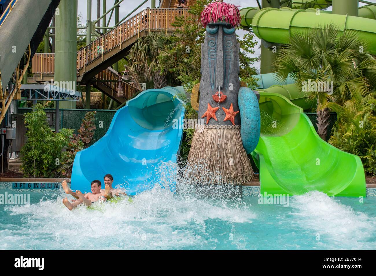 Orlando, Florida. March 10, 2020. People enjoying Raki of Taniwha Tubes ...