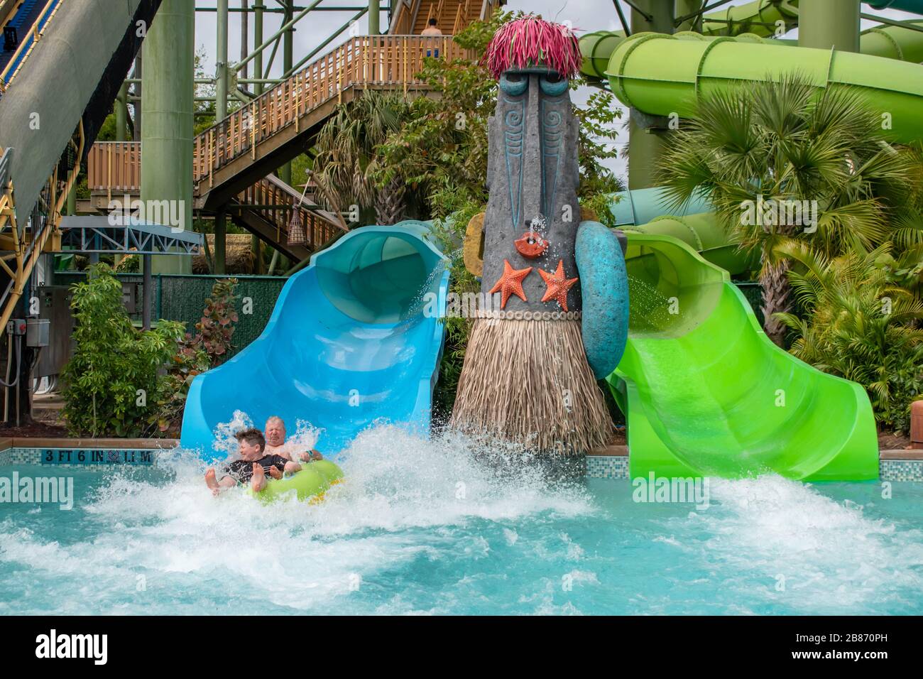 Orlando, Florida. March 10, 2020. People enjoying Raki of Taniwha Tubes ...