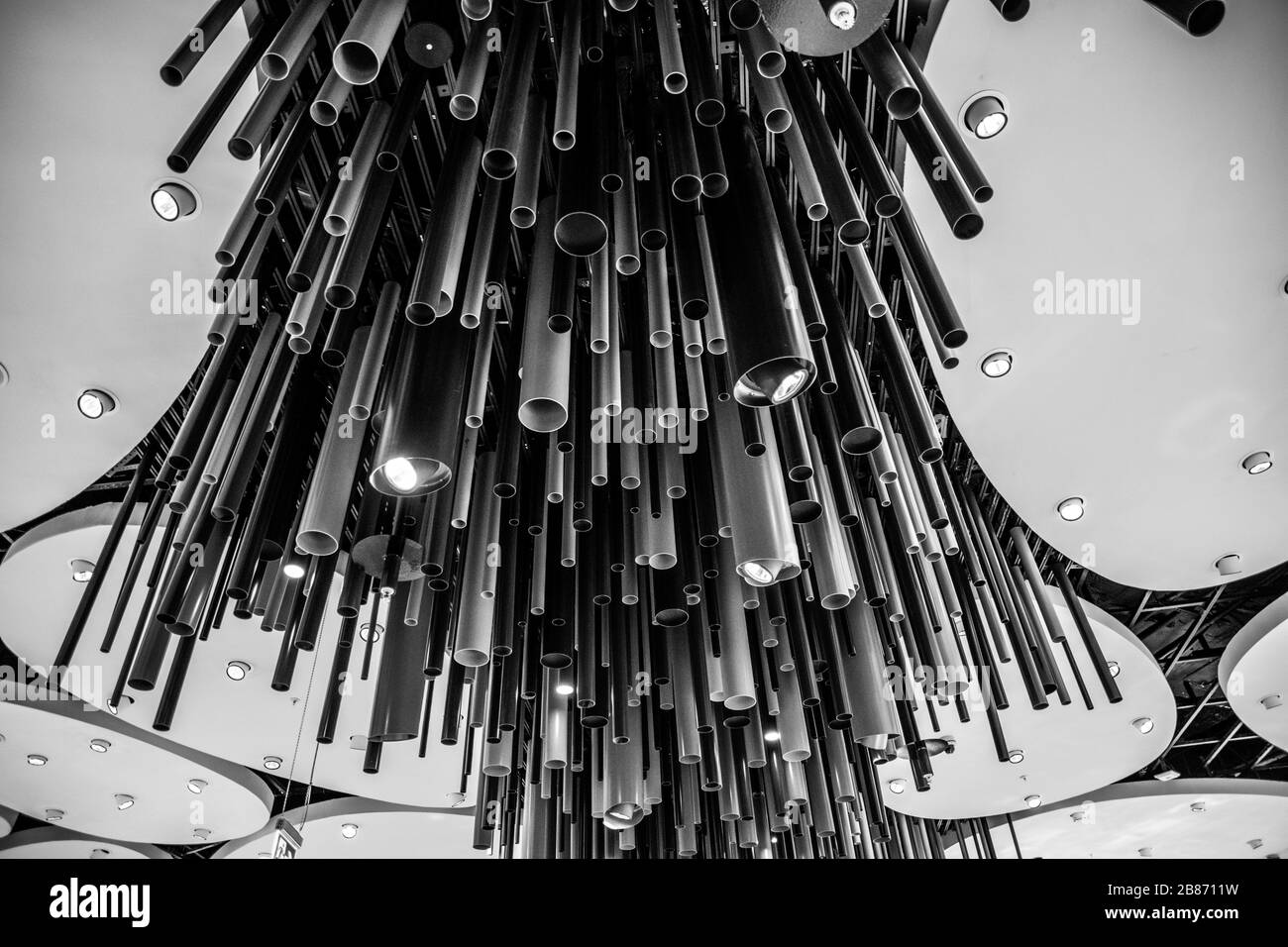 Interior space lighting copy Black and White Stock Photos & Images - Alamy