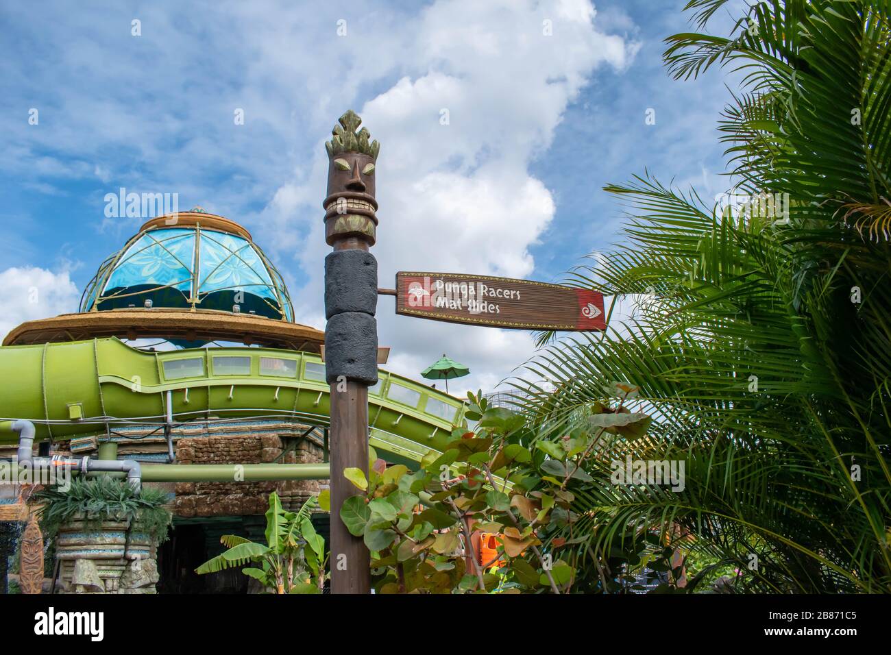 Orlando, Florida. March 10, 2020. Punga racers mat slides sign at ...