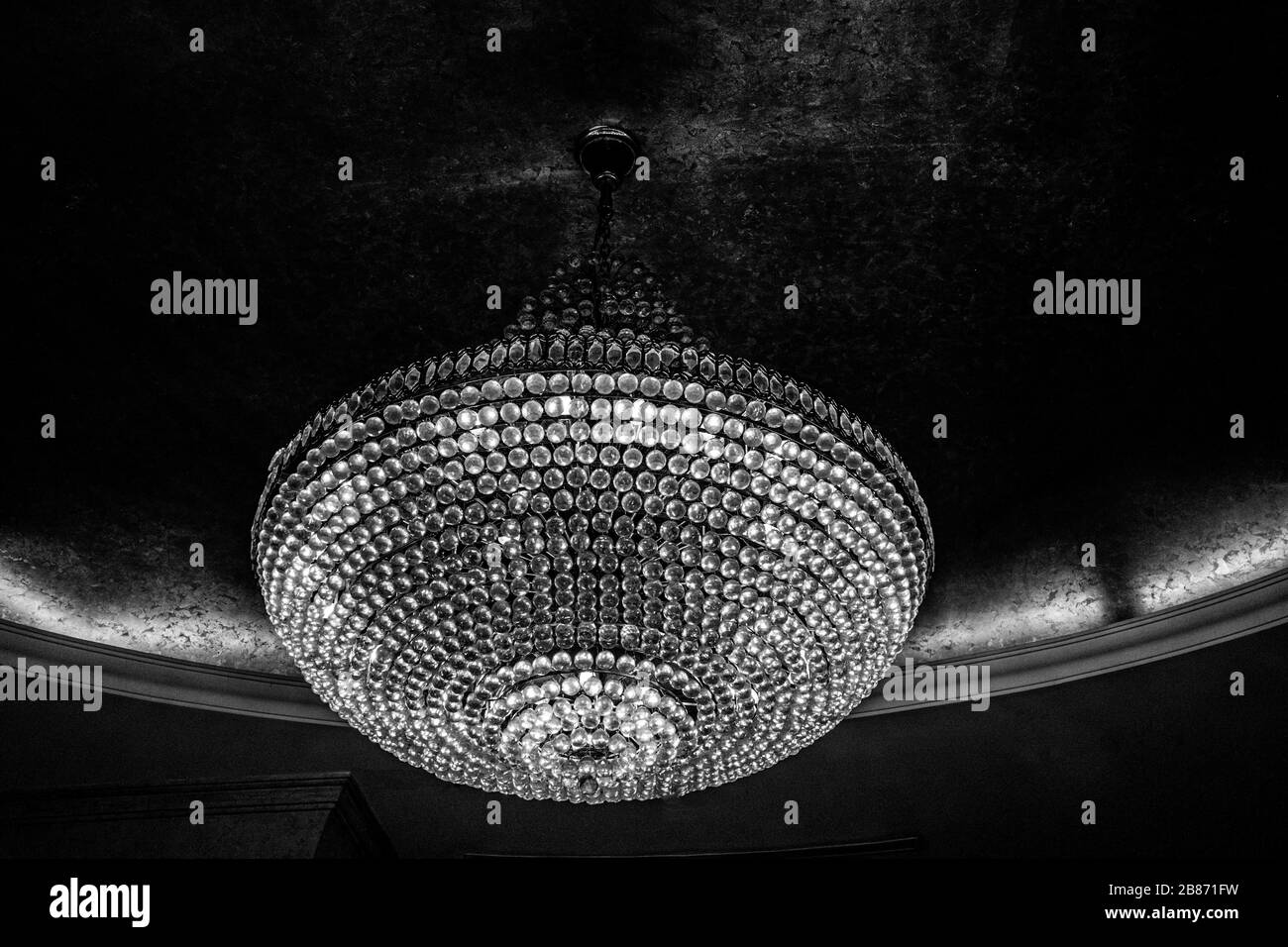 Black and white stock photo of elegant chandelier decorated with ...