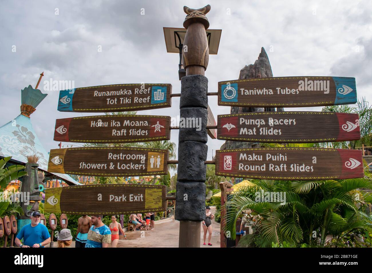 Orlando, Florida. March 10, 2020. Top view of attractions sign at ...