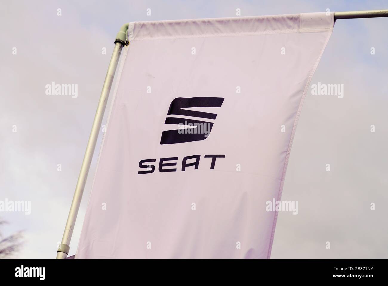 Bordeaux , Aquitaine / France - 01 15 2020 : SEAT car logo flag ...