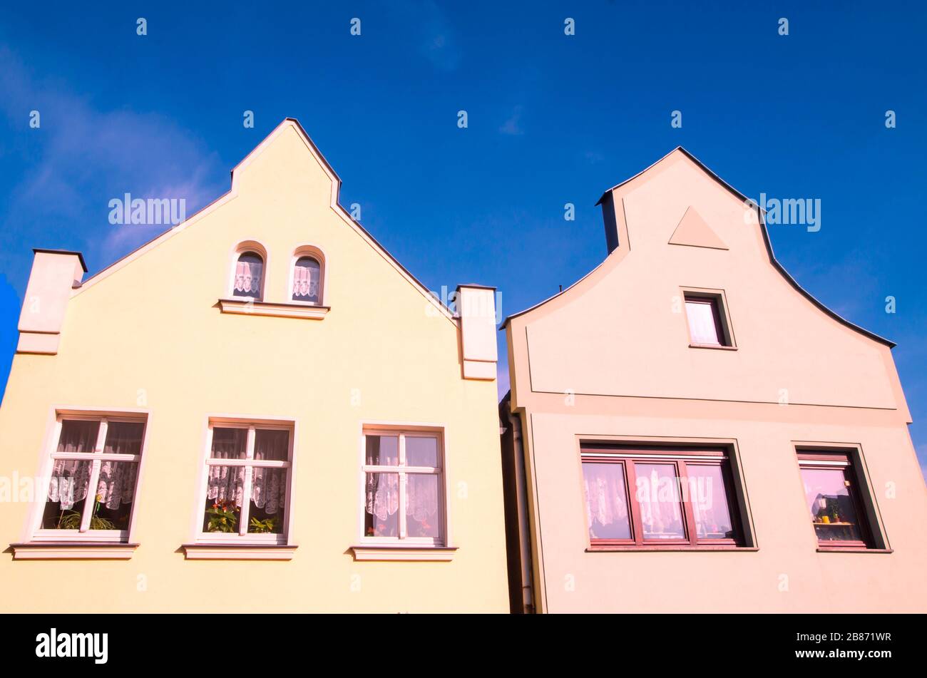 gables houses. Typical facade of houses in northern Germany, buildings ...