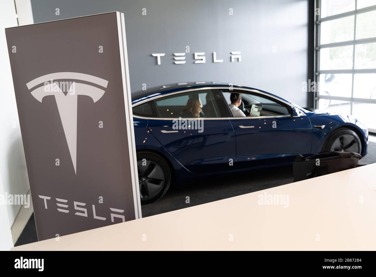 Bordeaux , Aquitaine / France - 11 07 2019 : Tesla model 3 electric ...