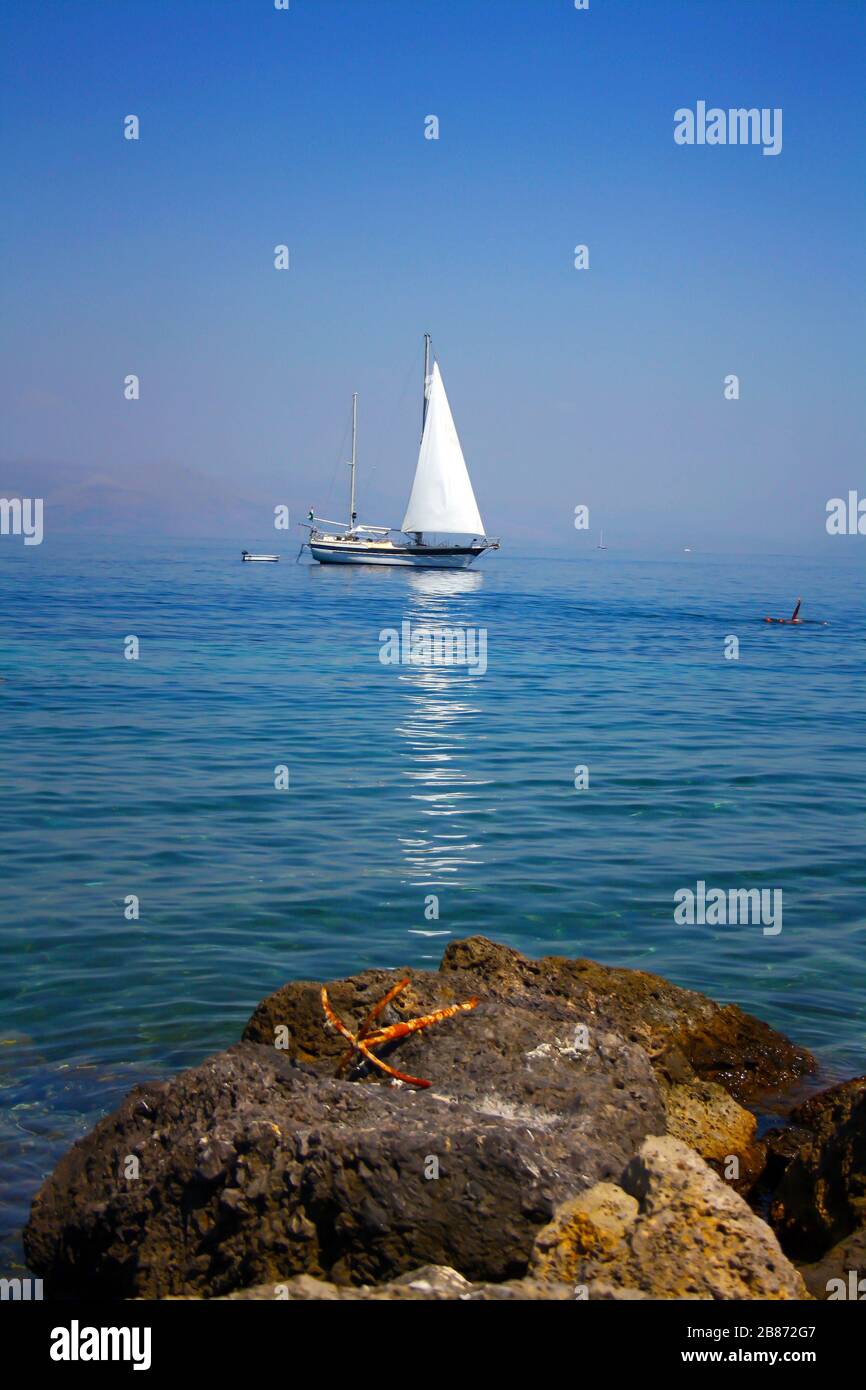 Boats or small yachts on see and lake Stock Photo - Alamy