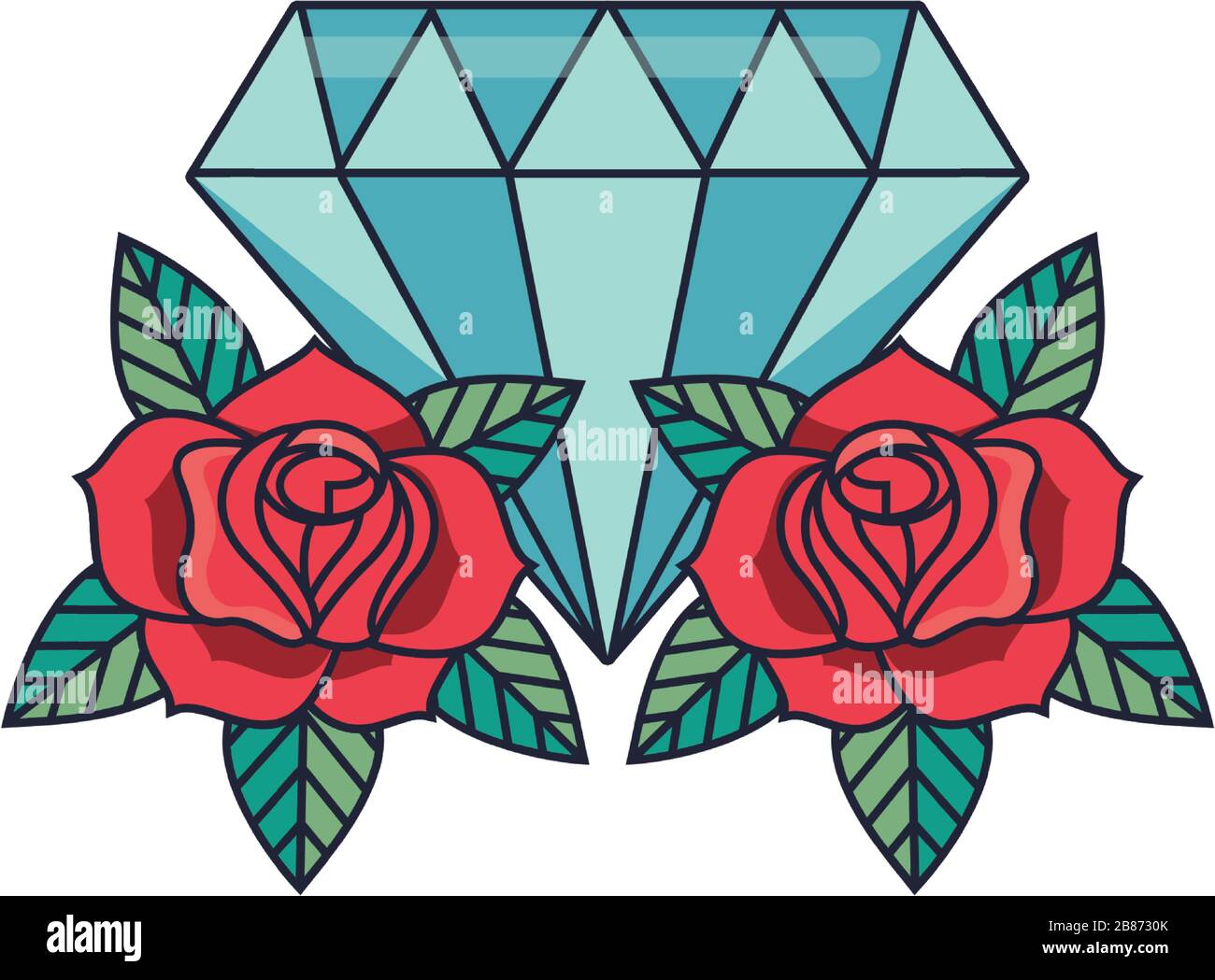 beautiful roses flowers with diamond stone Stock Vector Image & Art - Alamy