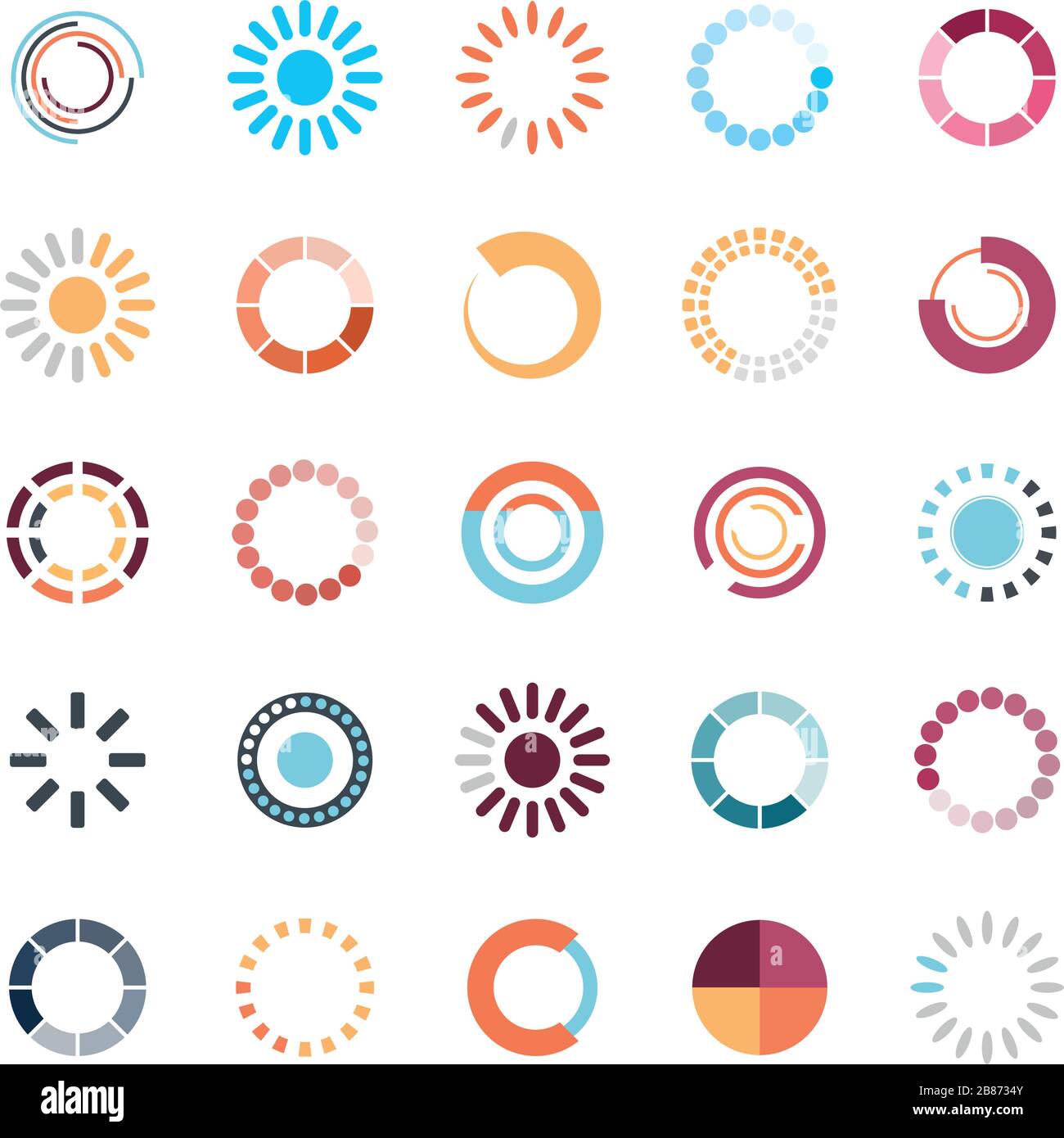 loading circles flat style icon set vector design Stock Vector Image ...