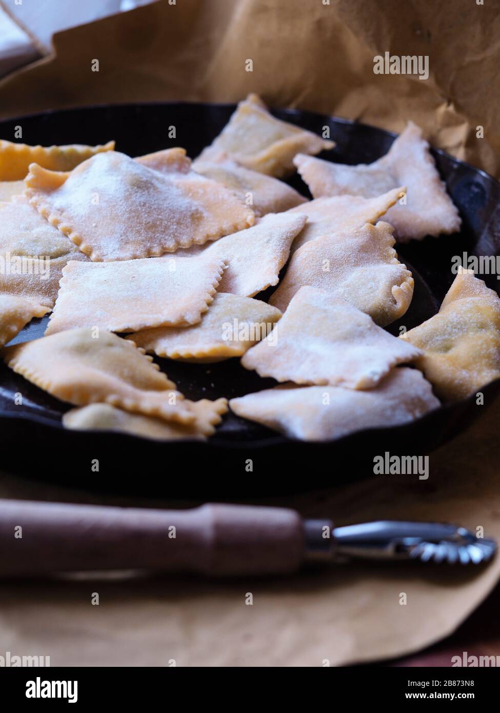 Stuffed tortelli pasta, with ricotta cheese and spinach from Italy ...