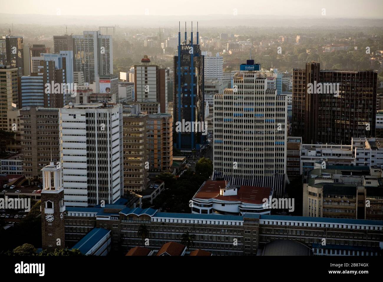 An aerial view shows the Nairobi city centre in Kenya on March 8, 2011 ...
