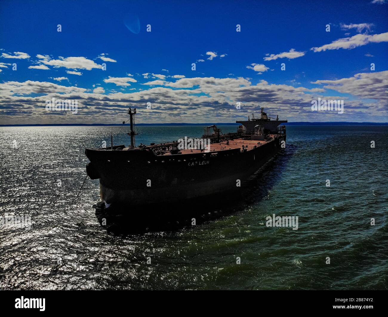 Aerial view of oil tanker ship Stock Photo - Alamy