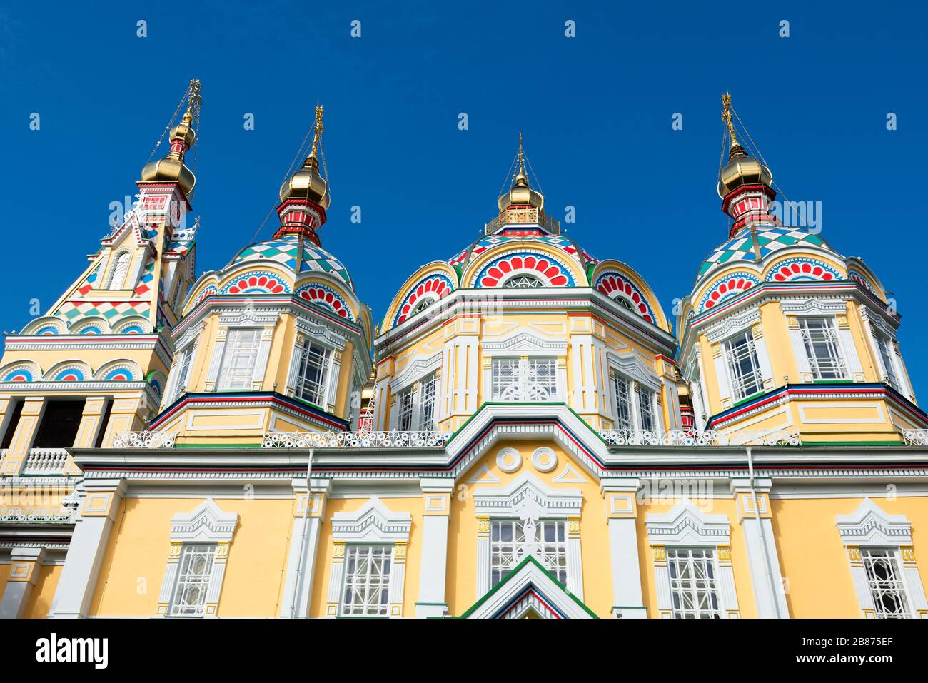 Ascension Cathedral in Almaty, Kazakhstan. Zenkov Cathedral is wooden ...