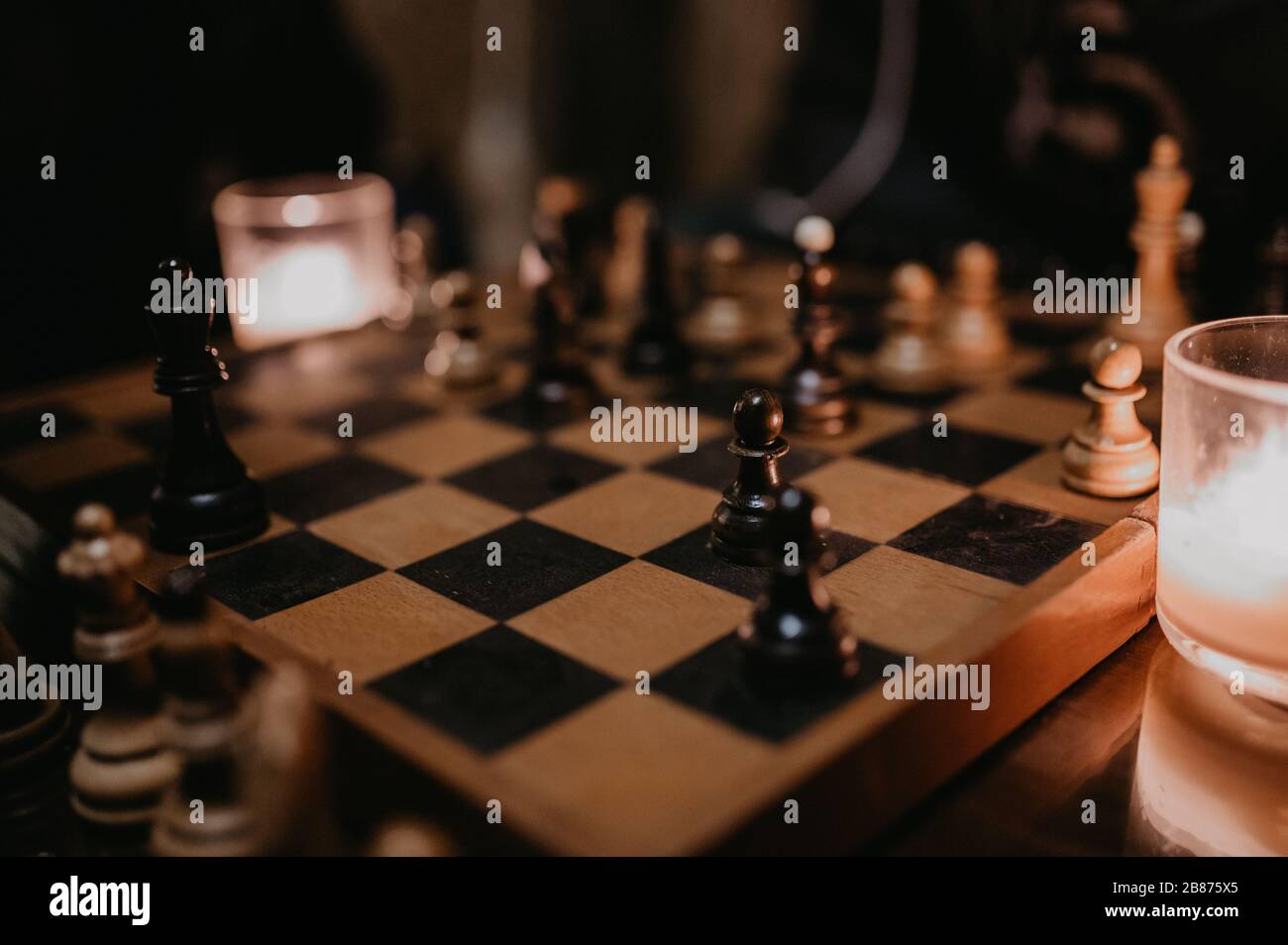 game of chess in the dark Stock Photo - Alamy