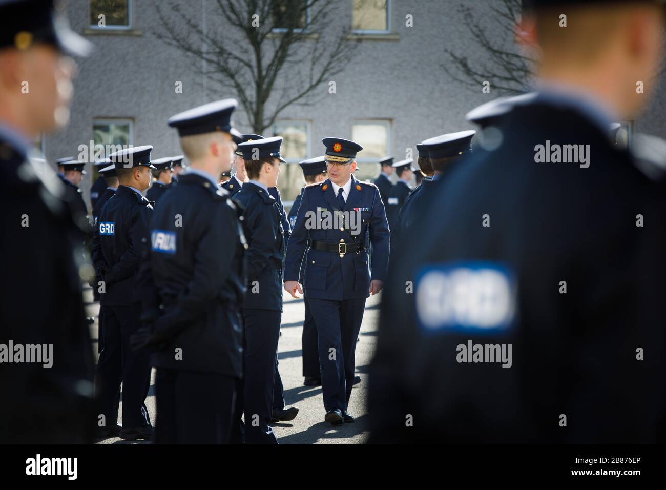 Commissioner Drew Harris inspects the 319 new Gardai during an ...
