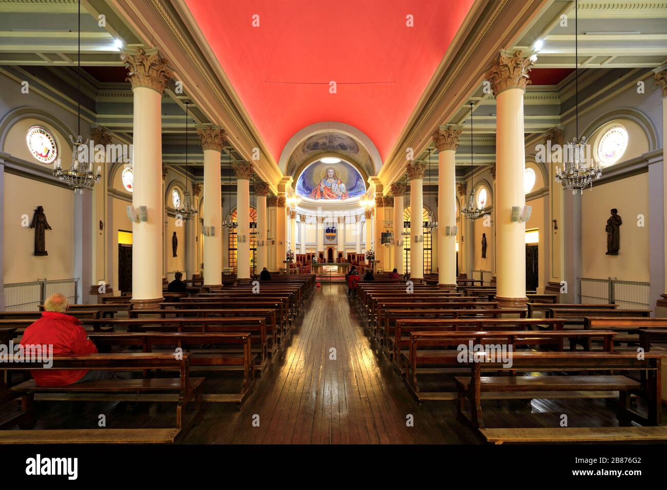 Interior of the Sacred Heart Cathedral, Punta Arenas city, Patagonia ...