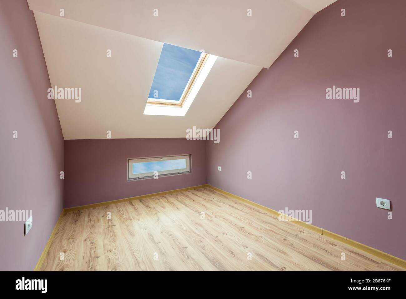 Empty purple room with windows and a door (includes clipping path Stock ...