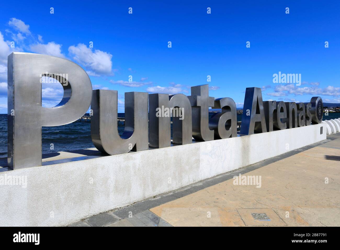 Punta Arenas city sign, Patagonia, Chile, South America Stock Photo - Alamy