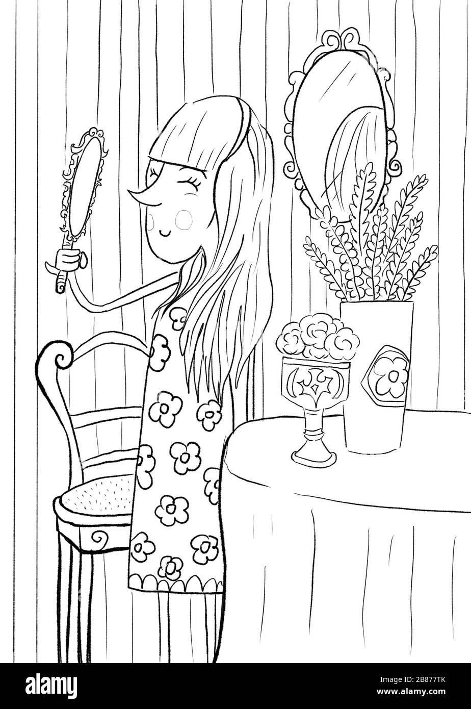 Mirror drawing face Black and White Stock Photos & Images - Alamy