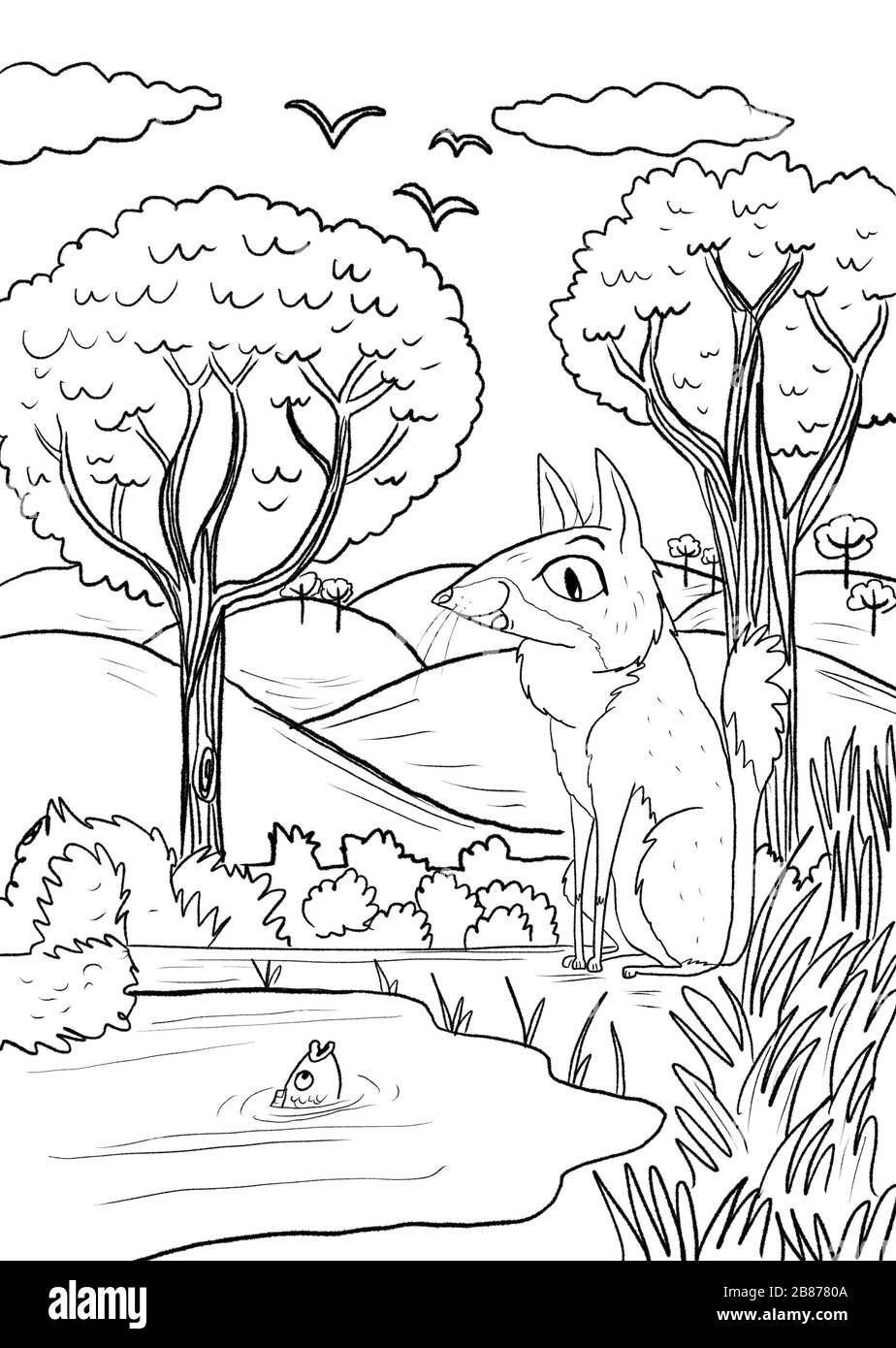 Girl and fox Black and White Stock Photos & Images - Alamy