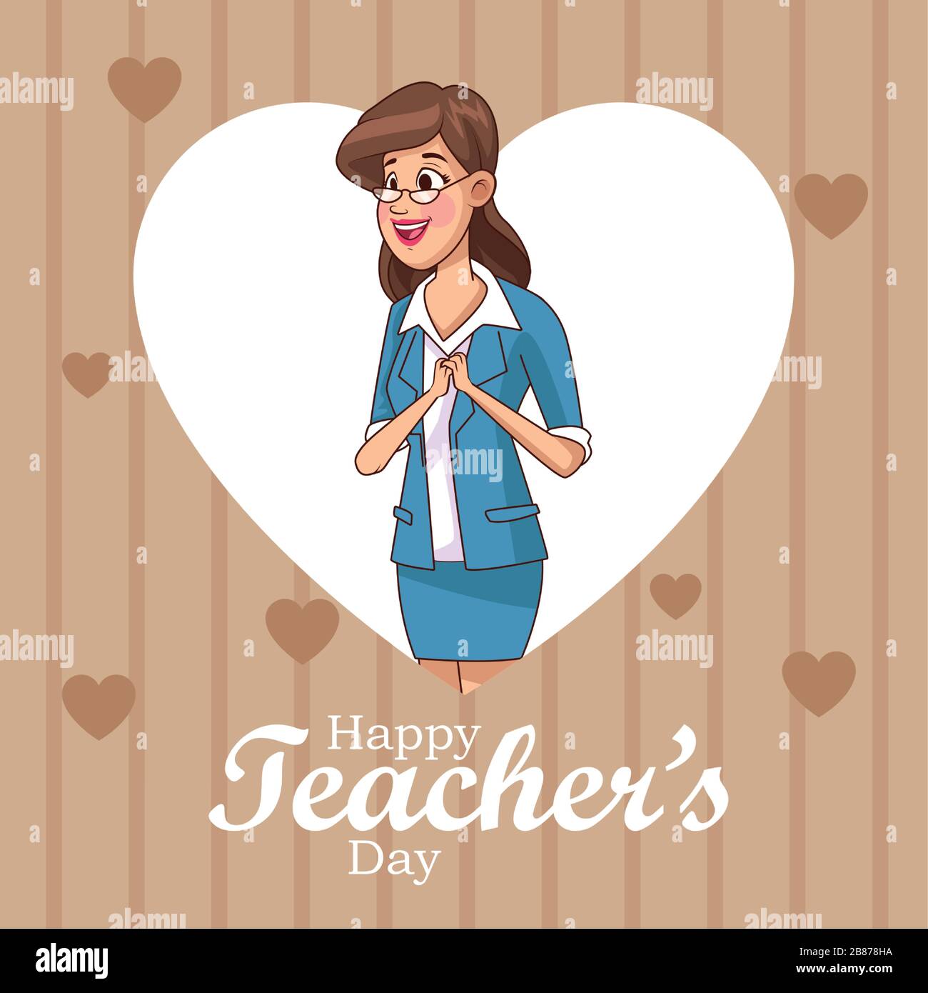 happy teachers day card with teacher in heart Stock Vector Image & Art ...