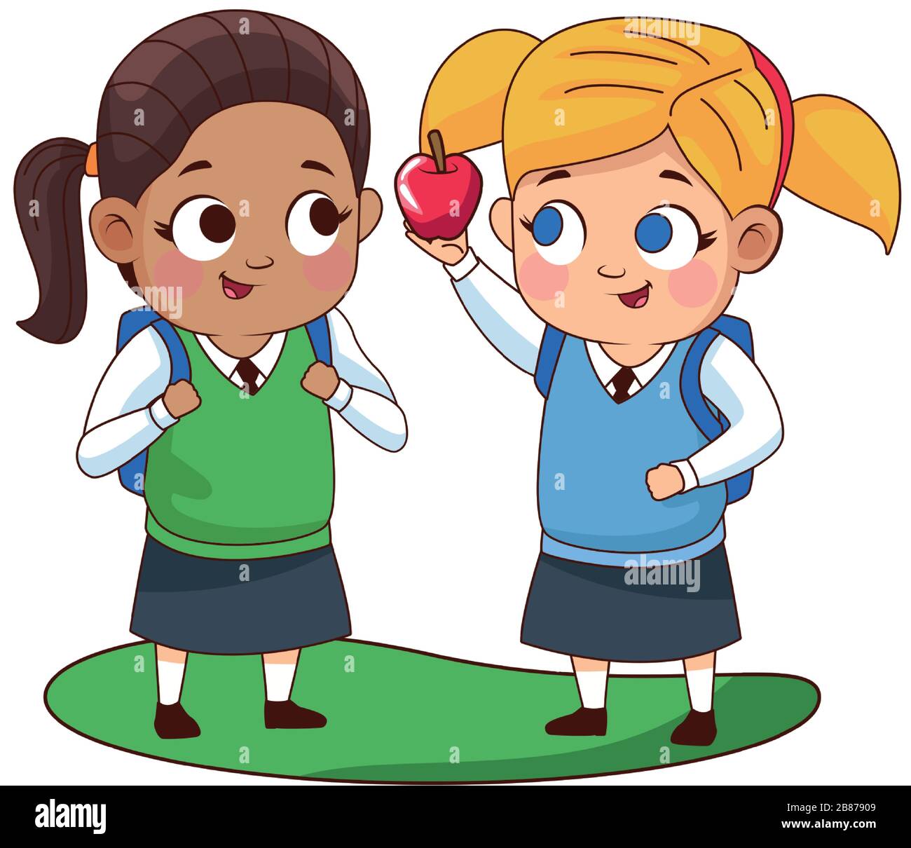cute little girls with apple avatars characters Stock Vector Image ...