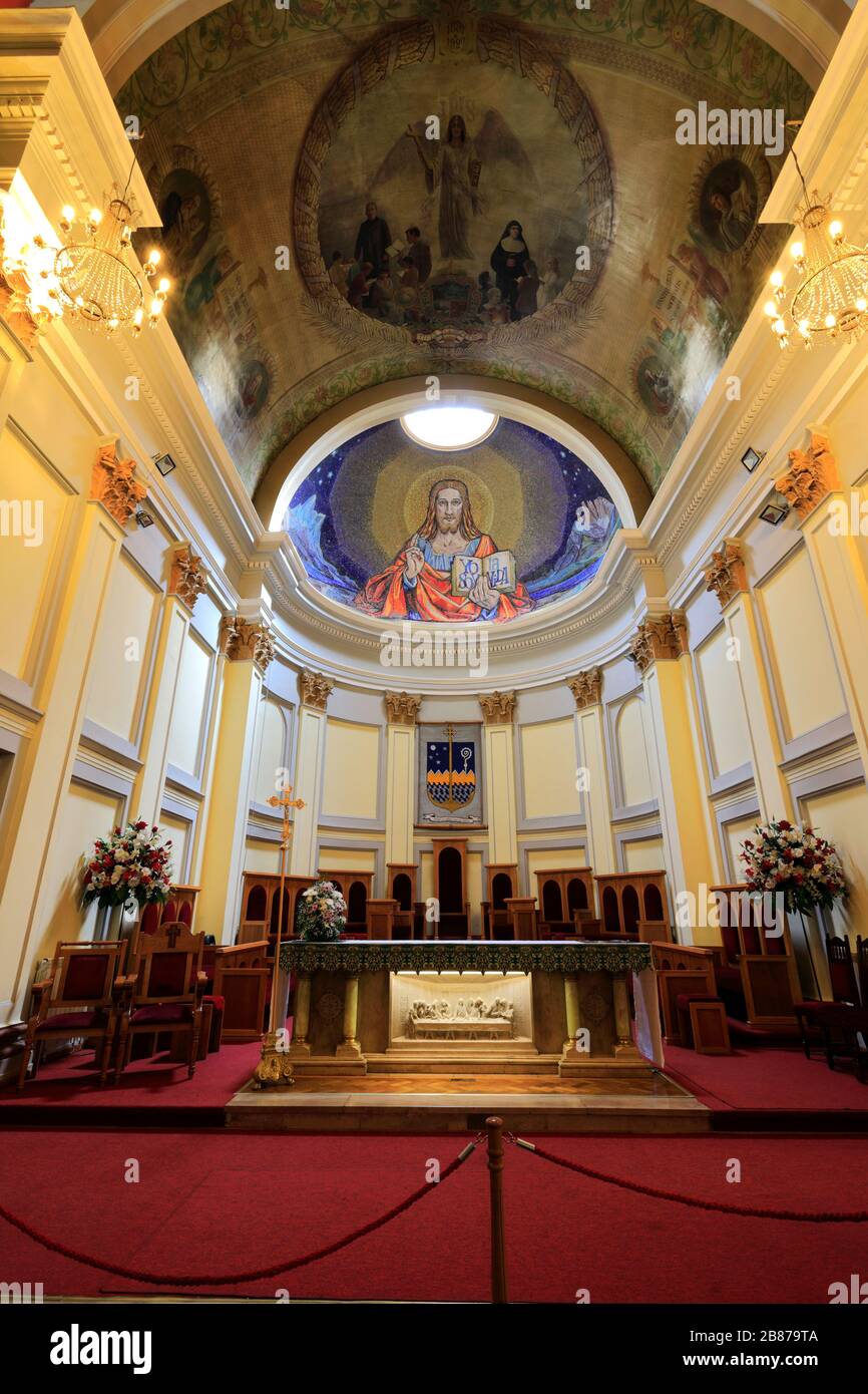 Interior of the Sacred Heart Cathedral, Punta Arenas city, Patagonia ...
