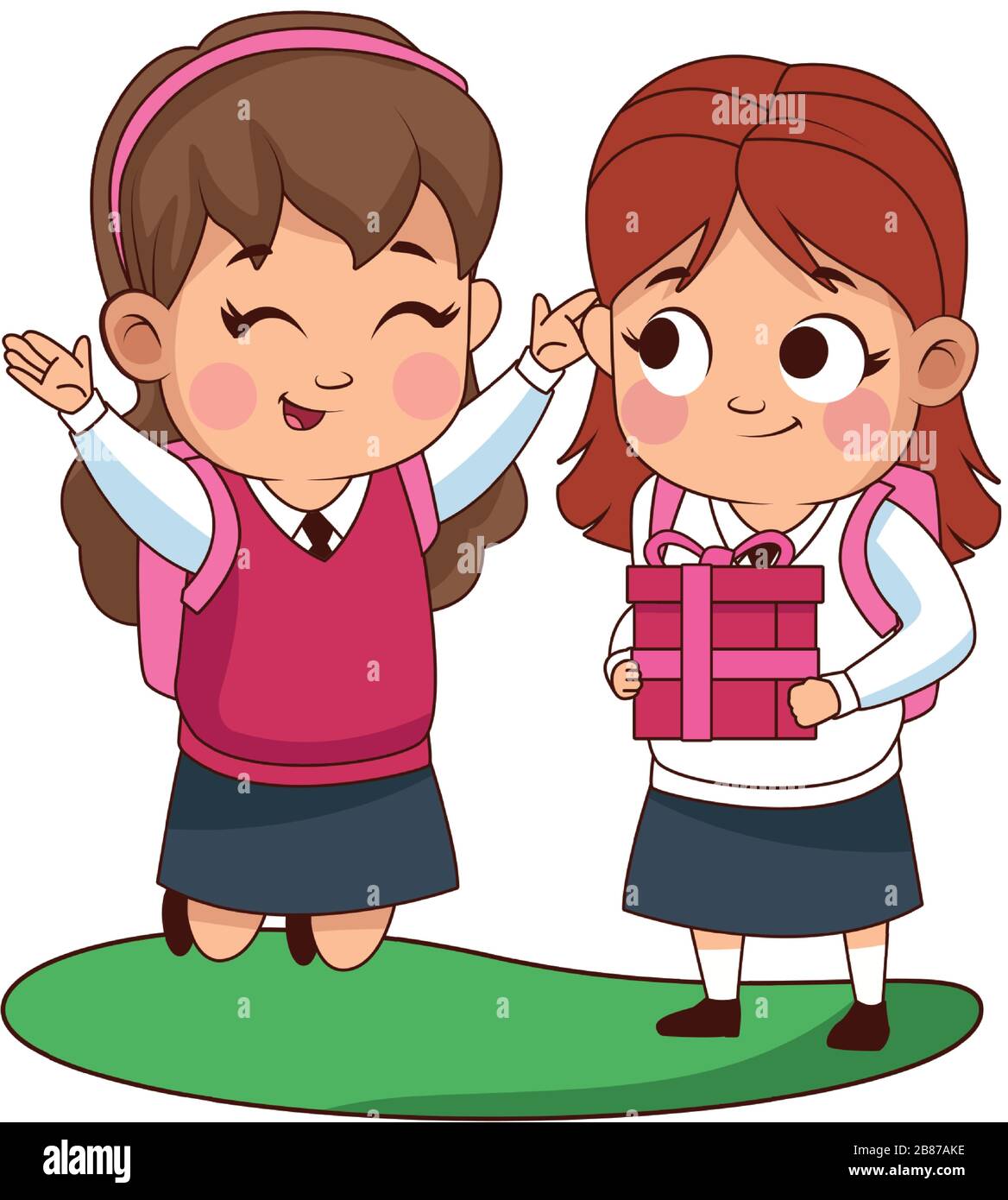 cute little girls with gift avatars characters Stock Vector Image & Art ...