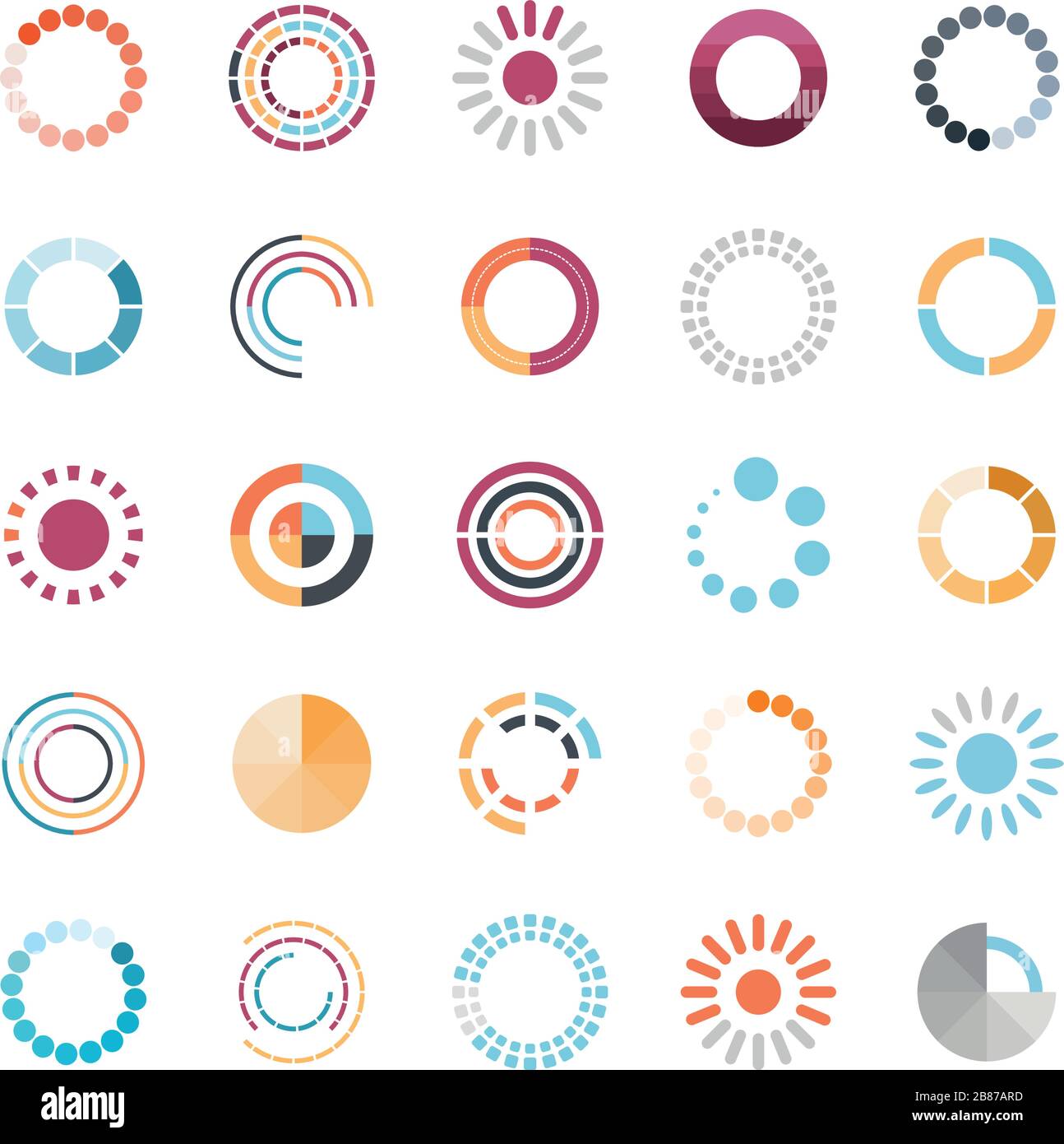 loading circles flat style icon set vector design Stock Vector Image ...