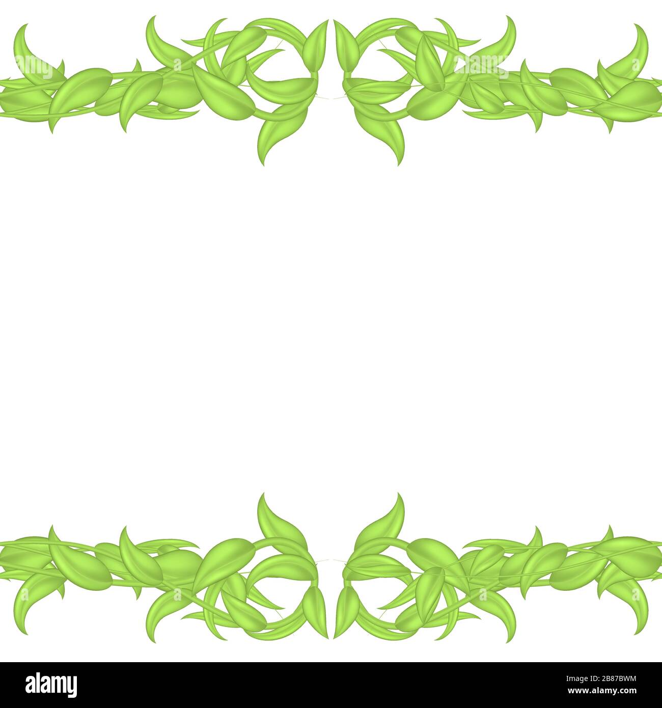 Horizontal vector seamless pattern of leaves of sprouts and stems with ...