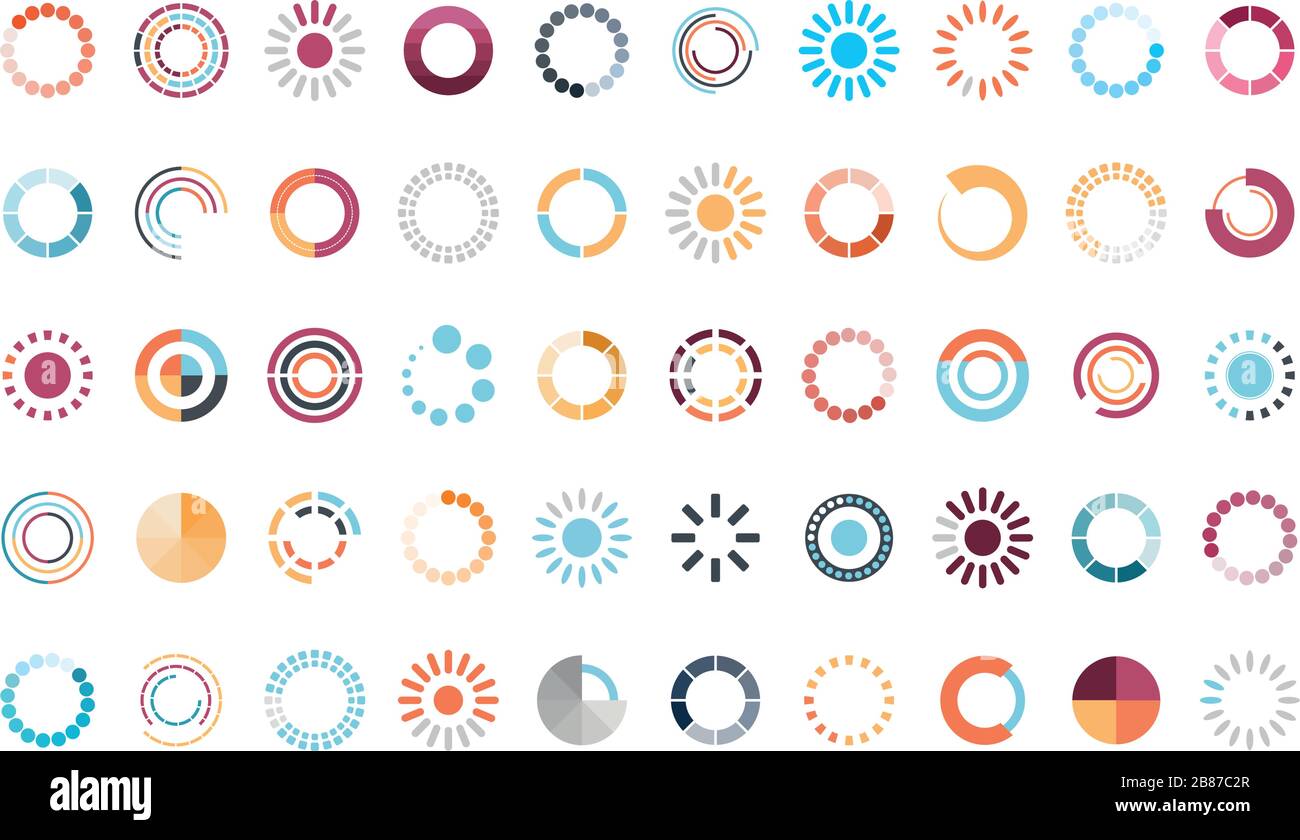 loading circles flat style icon set vector design Stock Vector Image ...