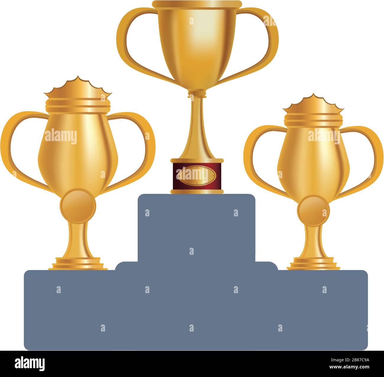golden trophies awards in podium set icons Stock Vector Image & Art - Alamy