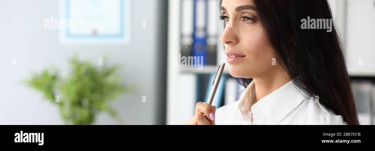 Concerned business lady Stock Photo - Alamy