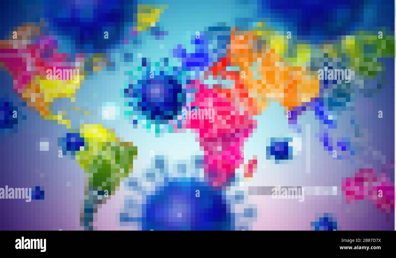 Covid-19. Coronavirus Outbreak Design with Virus Cell in Microscopic ...