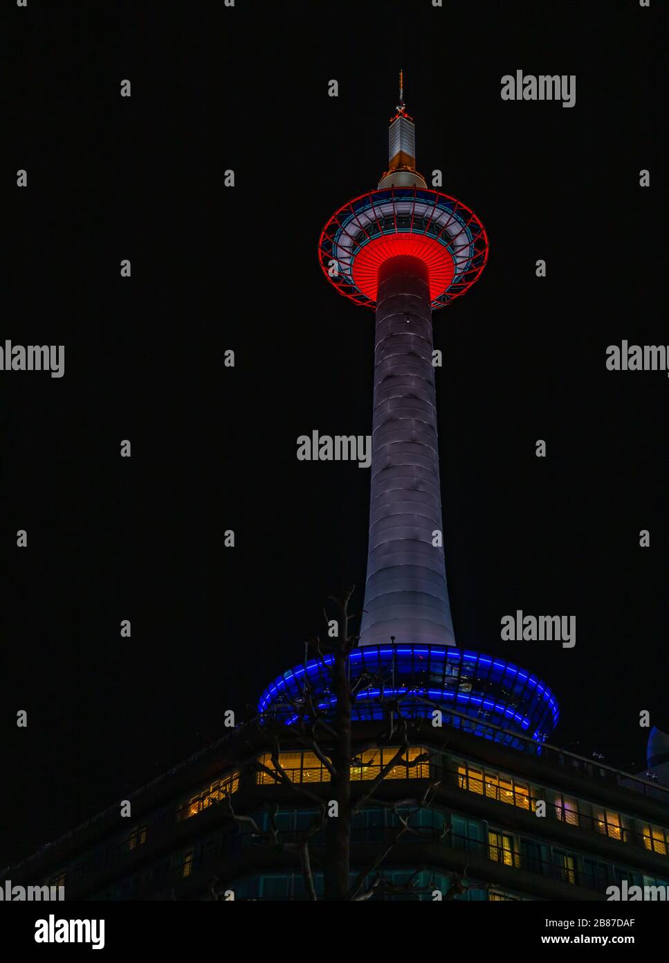 A picture of the Kyoto Tower at night Stock Photo - Alamy