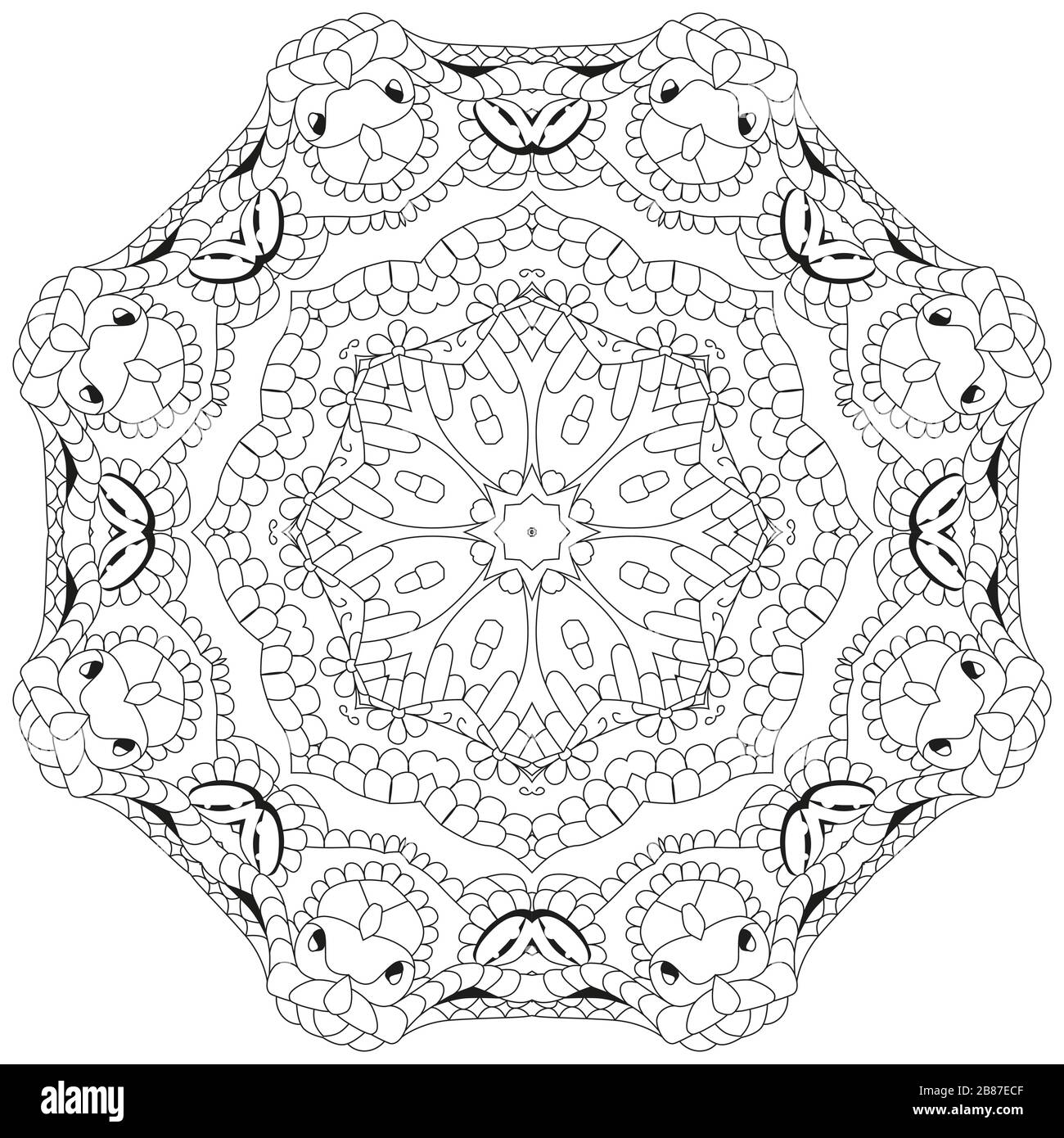 Hand drawn zentangle circular ornament for coloring page Stock Vector ...